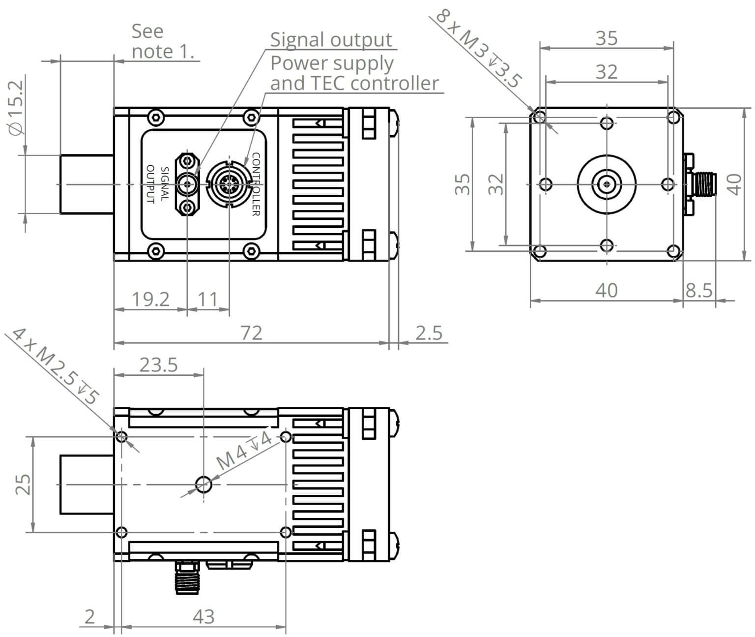 Medium-size, transimpedance MIP amplifier series - VIGO Photonics
